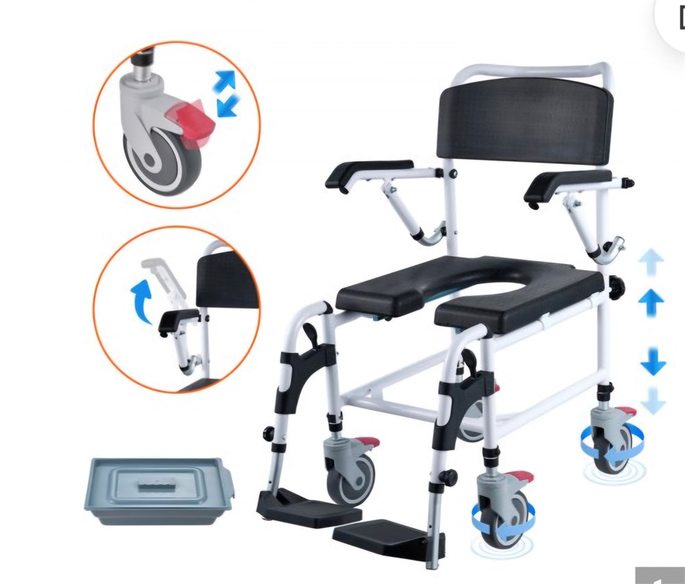 Blue Bird Pallets - VEVOR Shower Commode Wheelchair with 4 Lockable Wheels